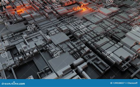 3d Render Abstract Technology Background With Cubes Stock Illustration