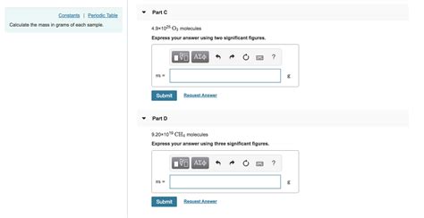 Solved Part C Constants Periodic Table Calculate The Mass Chegg Com