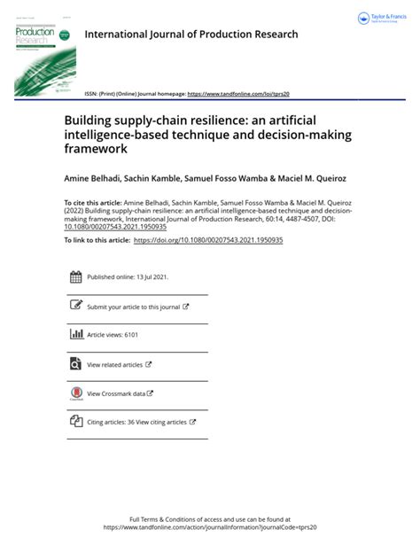 Building Supplychain Resilience An Artificial Intelligencebased