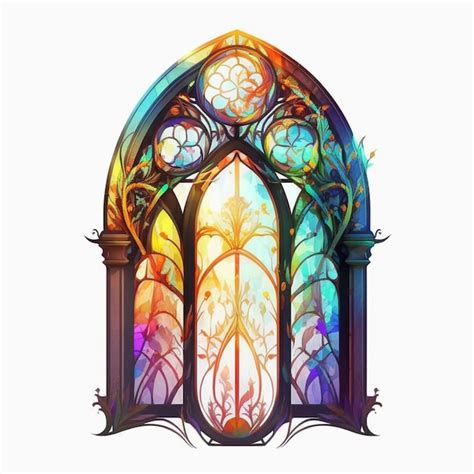 Premium Ai Image A Colorful Stained Glass Window With A Tree And