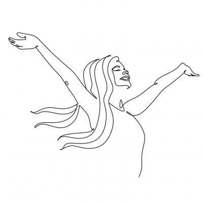 Trendy Line Art Woman Body Minimalistic Black Lines Drawing