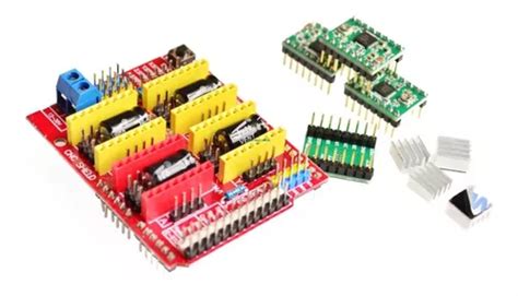 kit shield cnc v3 4 step drivers a4988 para arduino