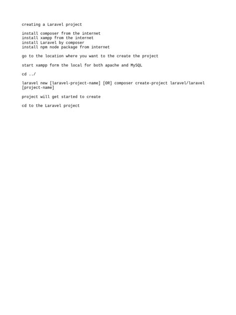 creating a laravel project pdf