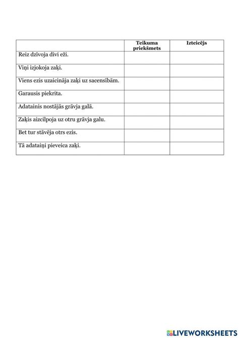 Subject And Predicate Worksheet