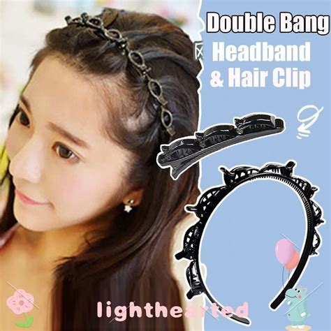 Lighthearted Double Bangs กิ ๊ บติดผมแฟชั ่ นสาวถักผมคลิปการออกแบบฟัน
