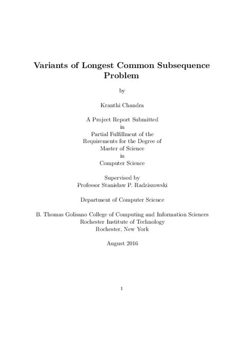 Pdf Variants Of Longest Common Subsequence Problem