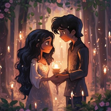 Premium AI Image A Cartoon Picture Of A Couple Holding A Lit Candle