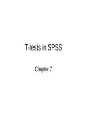 T Test In SPSS Example Ppt T Tests In SPSS Chapter 7 Example Problem 1 A Social Psychologist