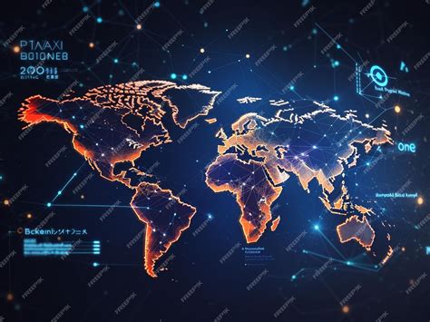 Premium Ai Image Futuristic Blockchain Technology Hud Background