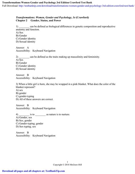 Transformations Women Gender And Psychology 3rd Edition Crawford Test
