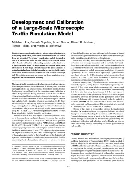 Pdf Development And Calibration Of A Large Scale Microscopic Traffic