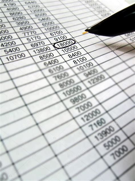 Spreadsheet Financial Data Analysis Pen Stock Photo Fmua