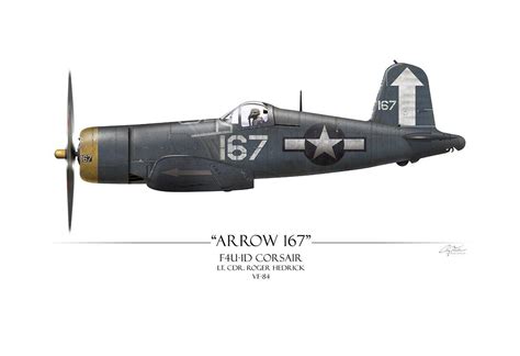 F4u Corsair Roger Hedrick Art Print Aces In Action Historical Art Gallery