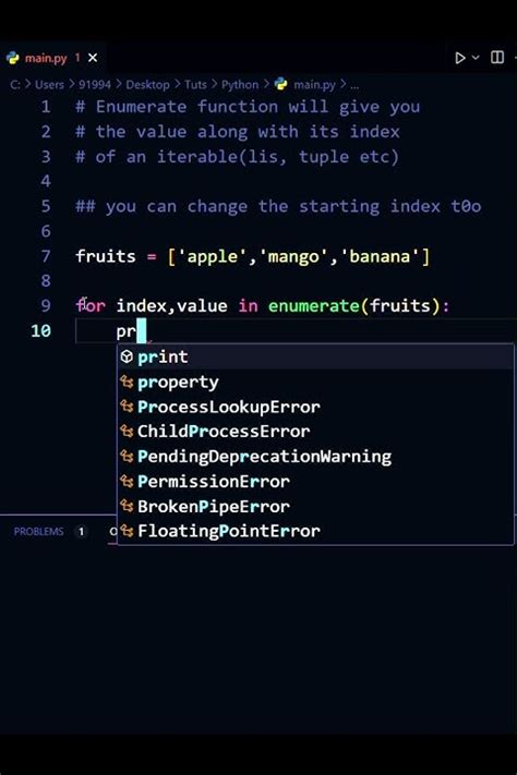 enumerate function in python python shortsfeed shorts youtube