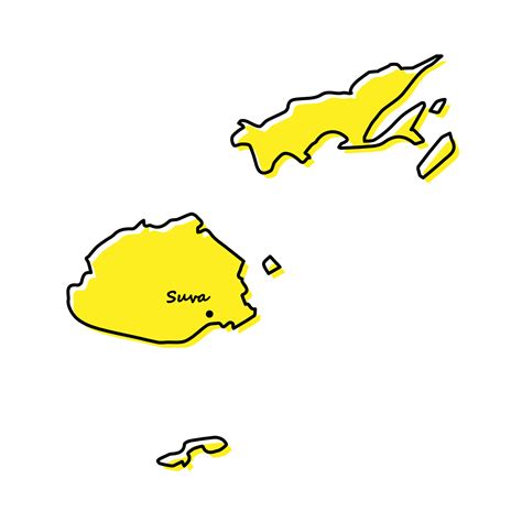 Simple Outline Map Of Fiji With Capital Location 21848853 Vector Art At
