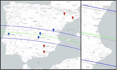 Map Representing The Post Occultation Shadow Path Blue Lines Of The Download Scientific