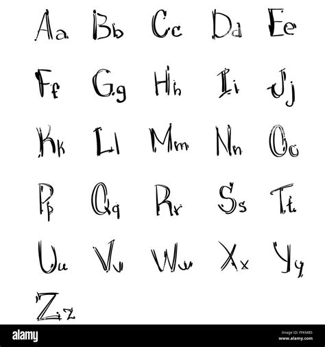 Alphabet Small Capital Letters Collection Sketch Hand Drawn Set Stock