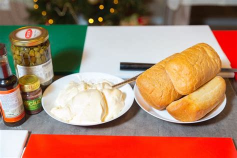 Ingredients For Making Sandwiches On A Kitchen Counter Editorial Stock