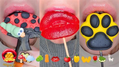 Satisfying Asmr Eating Emoji Food Challenge Mukbang 먹방 Youtube