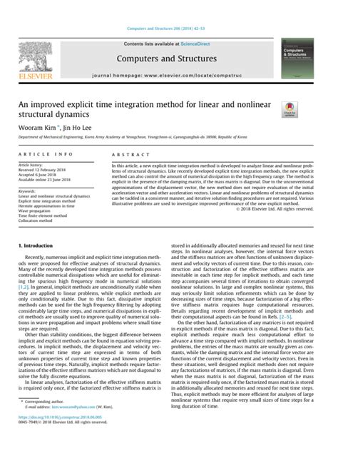 an improved explicit time integration method for linear a 2018