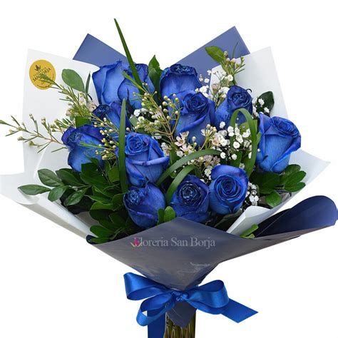 Ramo Con 12 Rosas Azules Floreria San Borja