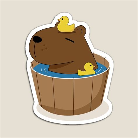 Capybara With Duck Magnet By Artgaus1