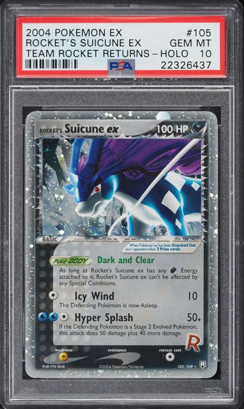 2004 Pokemon Ex Team Rocket Returns Holo Rockets Suicune Ex 105 Psa 10