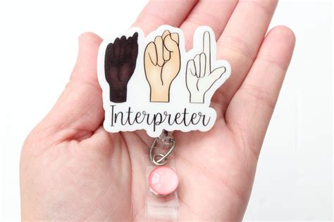 Asl Interpreter Badge Reel Asl American Sign Language Badge Etsy