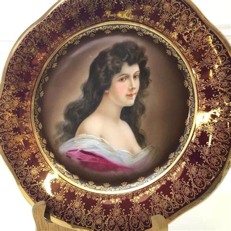 Red Gold Vintage Royal Vienna Portrait Plate Amarosa Heart Design Etsy