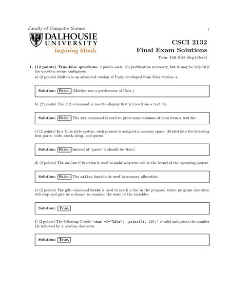 csci 2132 final exam solutions faculty of computer science pdf