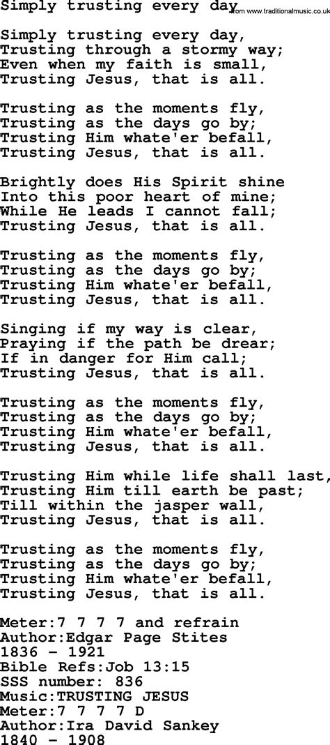 Sacred Songs And Solos Complete Words Version Song Simply Trusting