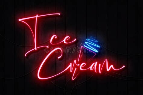 Signo De Neón Helado En Una Pared Oscura Stock De Ilustración