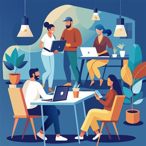 Premium Vector Collaborative Teamwork Modern Office Workers Engaged