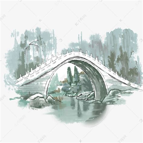 桥水墨画素材图片免费下载 千库网