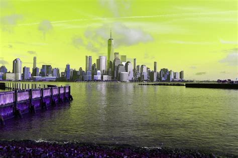 New York City Skyline In The Evening United States Of America Stock