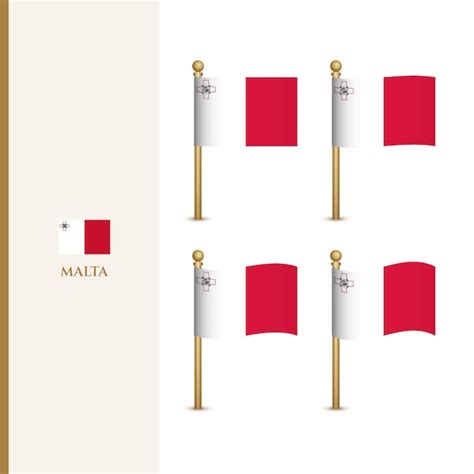 Ondeando banderas de malta 3d vector ilustración bandera de malta