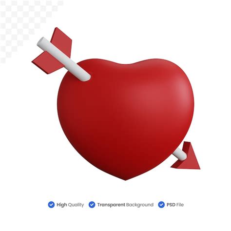 Seta De Amor De Renderização 3d Isolada Psd Premium