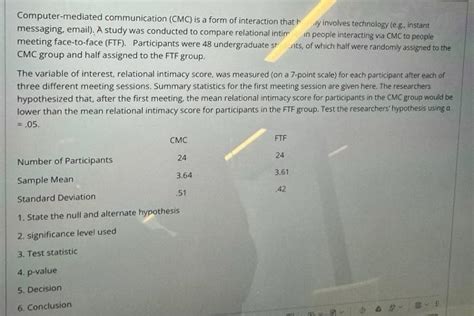 Solved Computer Mediated Communication Cmc Is A Form Of