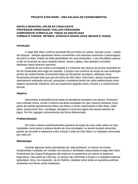 Projeto Philipo Star Wars Pdf Star Wars