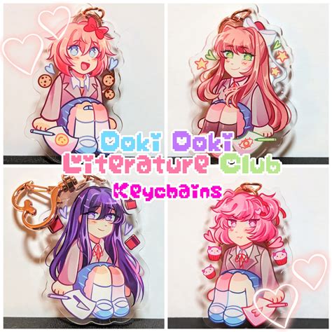 Ddlc Doki Doki Literature Club Keychains Sayori Natsuki Yuri Monika Etsy