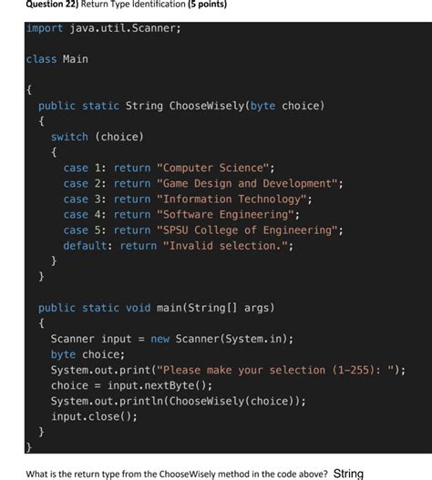 Solved Question Return Type Identification Points Chegg