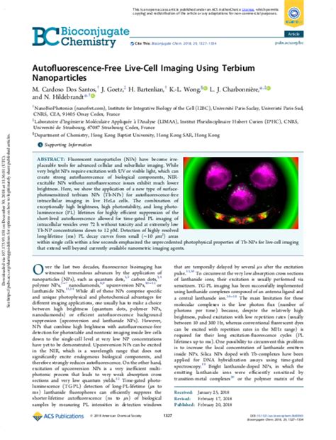 Pdf Autofluorescence Free Live Cell Imaging Using Terbium