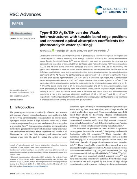 Pdf Type Ii 2d Agbrsih Van Der Waals Heterostructures With Tunable