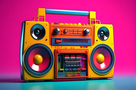 Premium AI Image Colorful Retro Boombox 3d Illustration