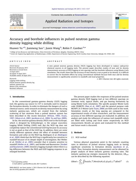 Pdf Accuracy And Borehole Influences In Pulsed Neutron Gamma Density