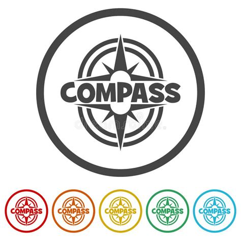 Compass Sign Design Template Set Icons Colorful Stock Vector