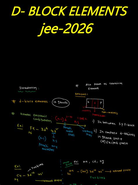 D Block Elements Pdf