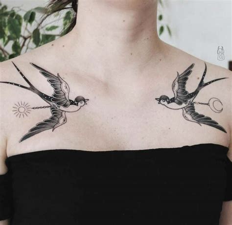 Girl Bird Tattoos On Shoulder
