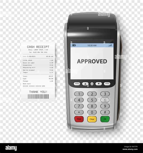 Vector Realistic Silver 3d Payment Machine Pos Terminal With Receipt Closeup Isolated Design