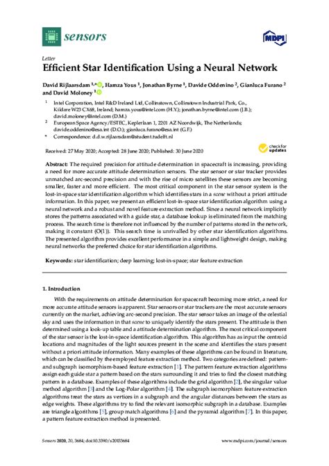 pdf efficient star identification using a neural network